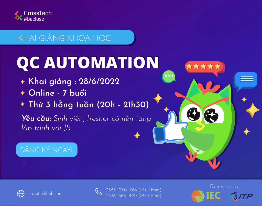 Khóa học QC AUTOMATION 06/2022 - CrossTech